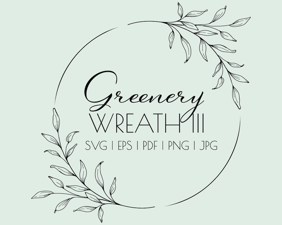 SVG Bundle | Greenery Wreath III | Hand-drawn Line Art - Etsy