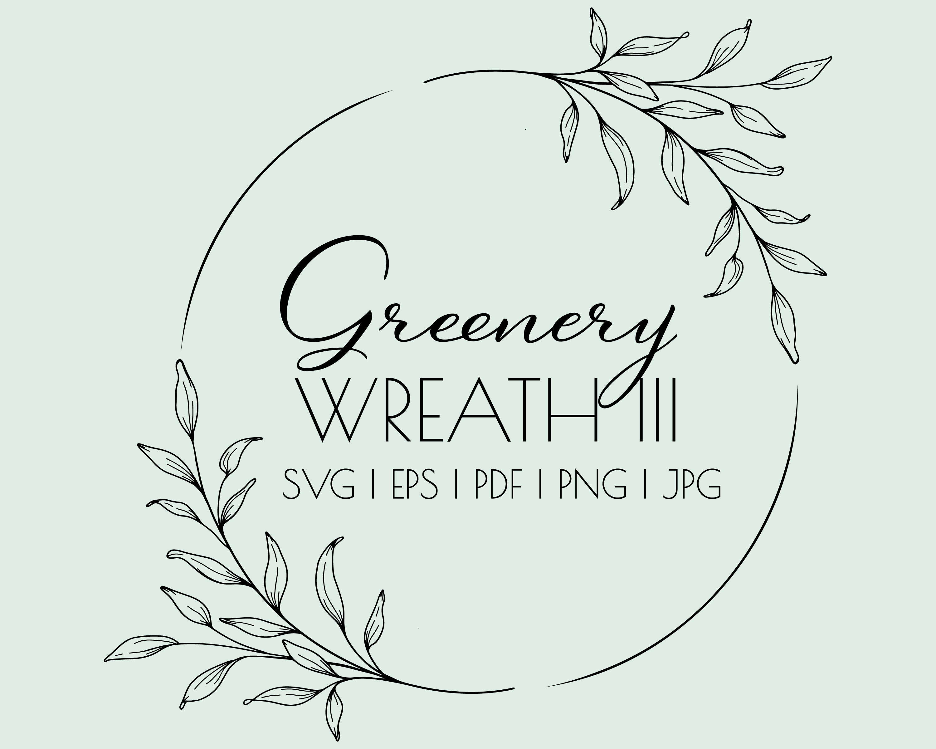 SVG Bundle | Greenery Wreath III | Hand-drawn Line Art - Etsy