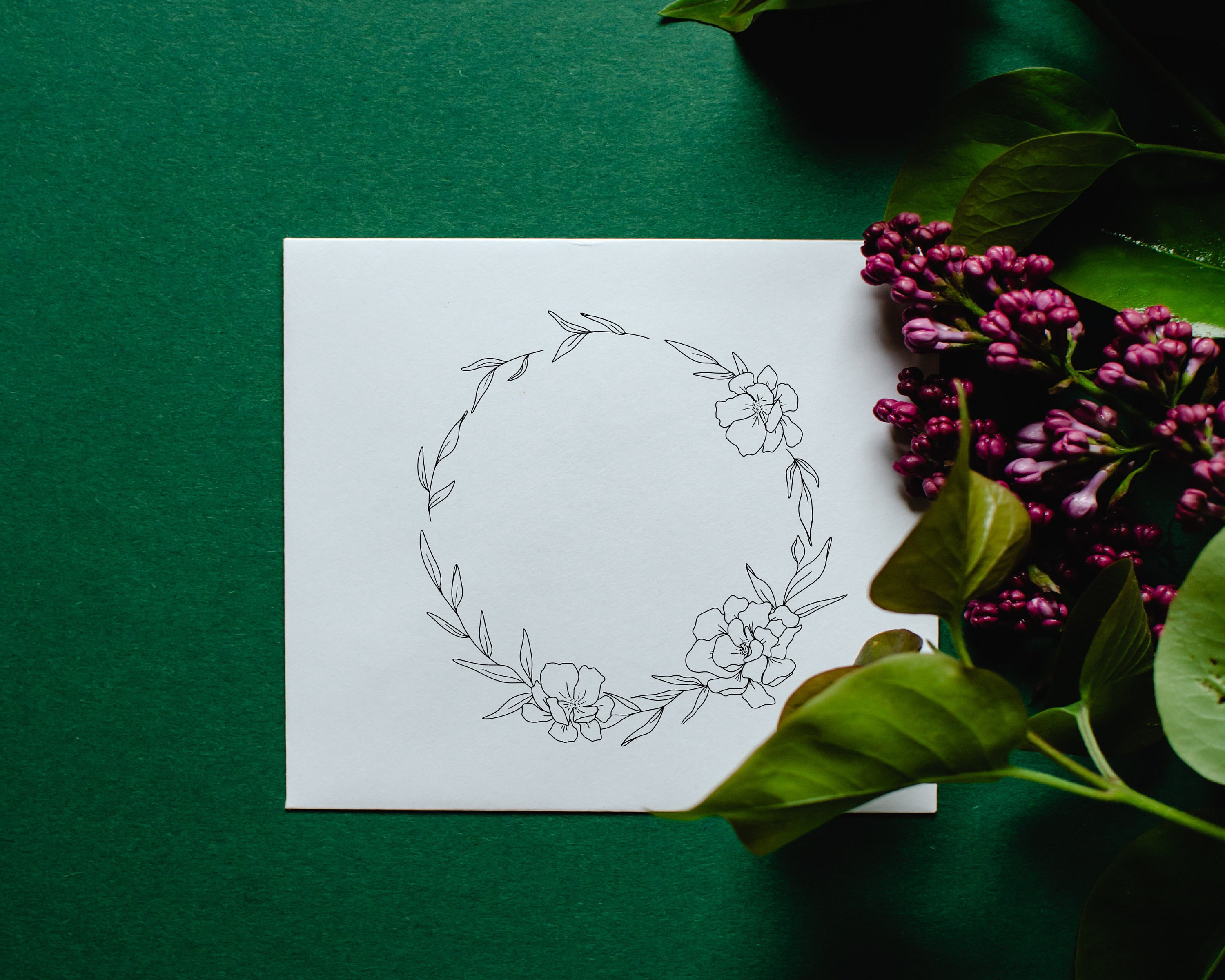 SVG Bundle | Peony Wreath | Hand-drawn Line Art - Etsy