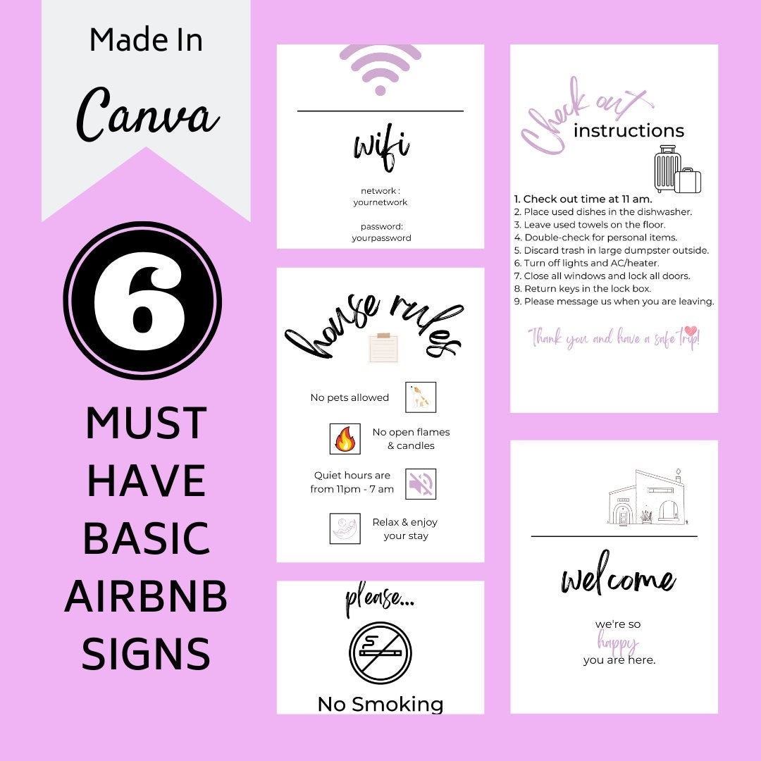 Airbnb Sign Bundle | Airbnb Signage | Airbnb | Vacation Rental ...
