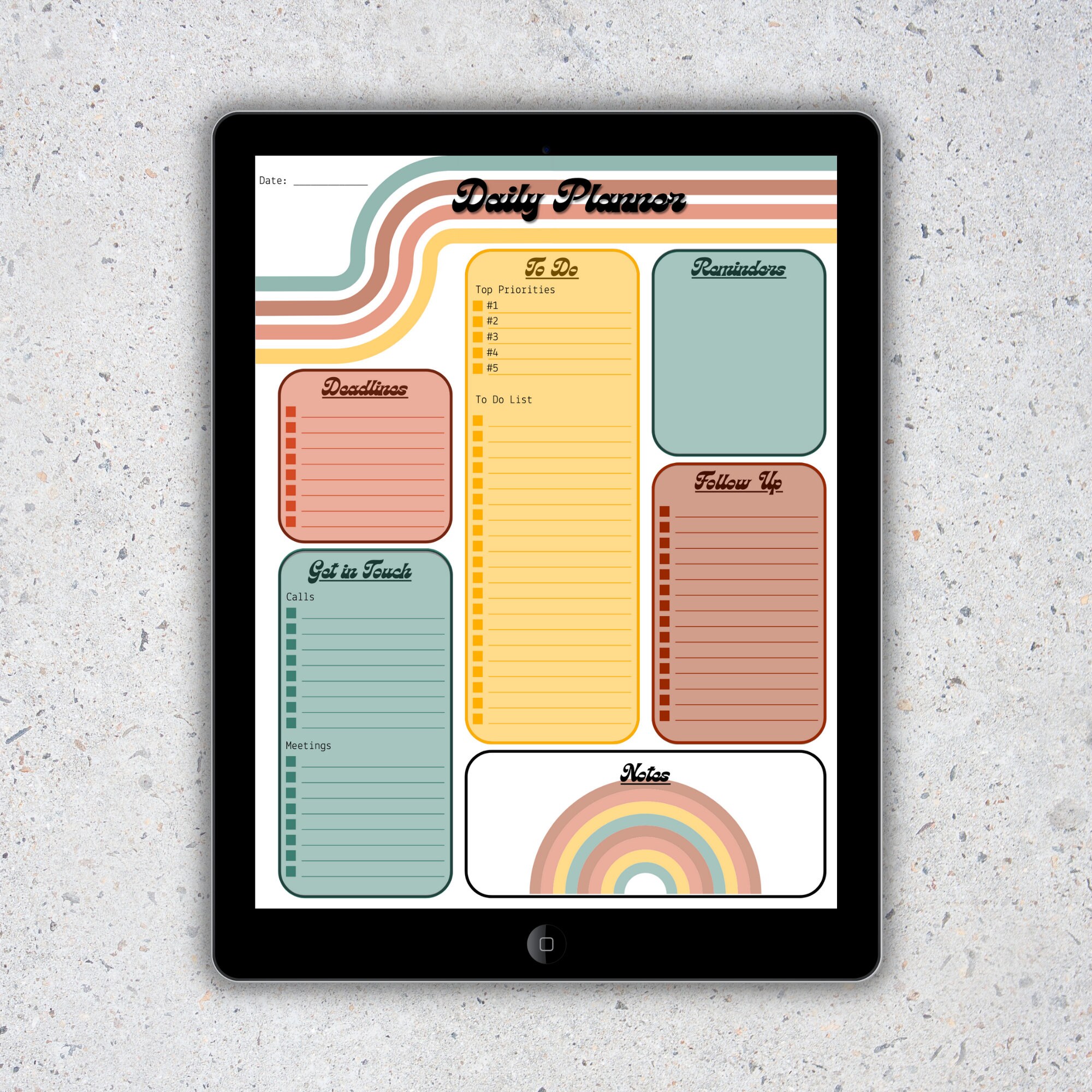 Groovy Editable Daily Planner to Do List Reminder Printable Planner PDF ...