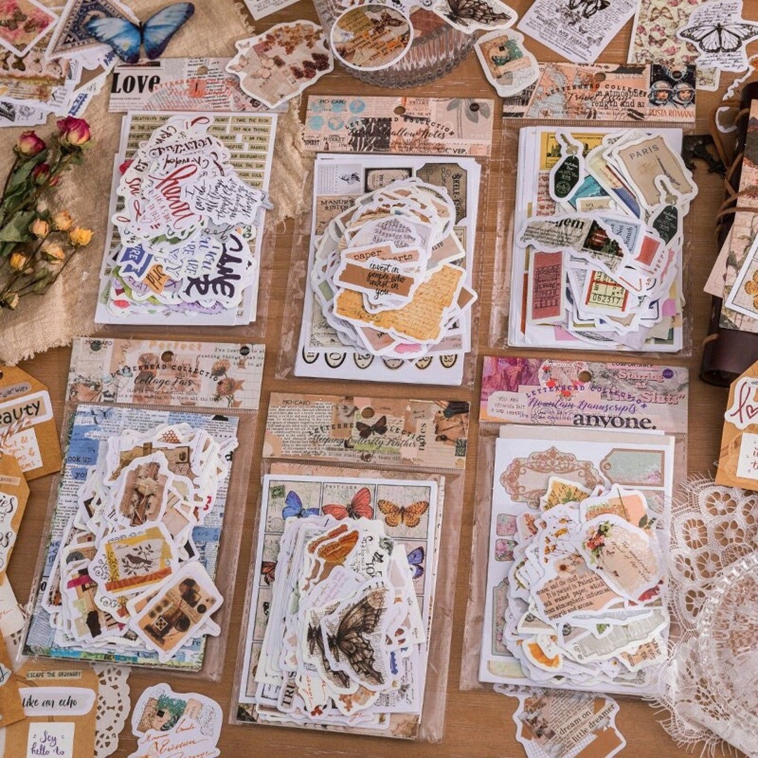 Vintage Journal Sticker Set 100 Unique Stickers for Scrapbooking, Diary ...