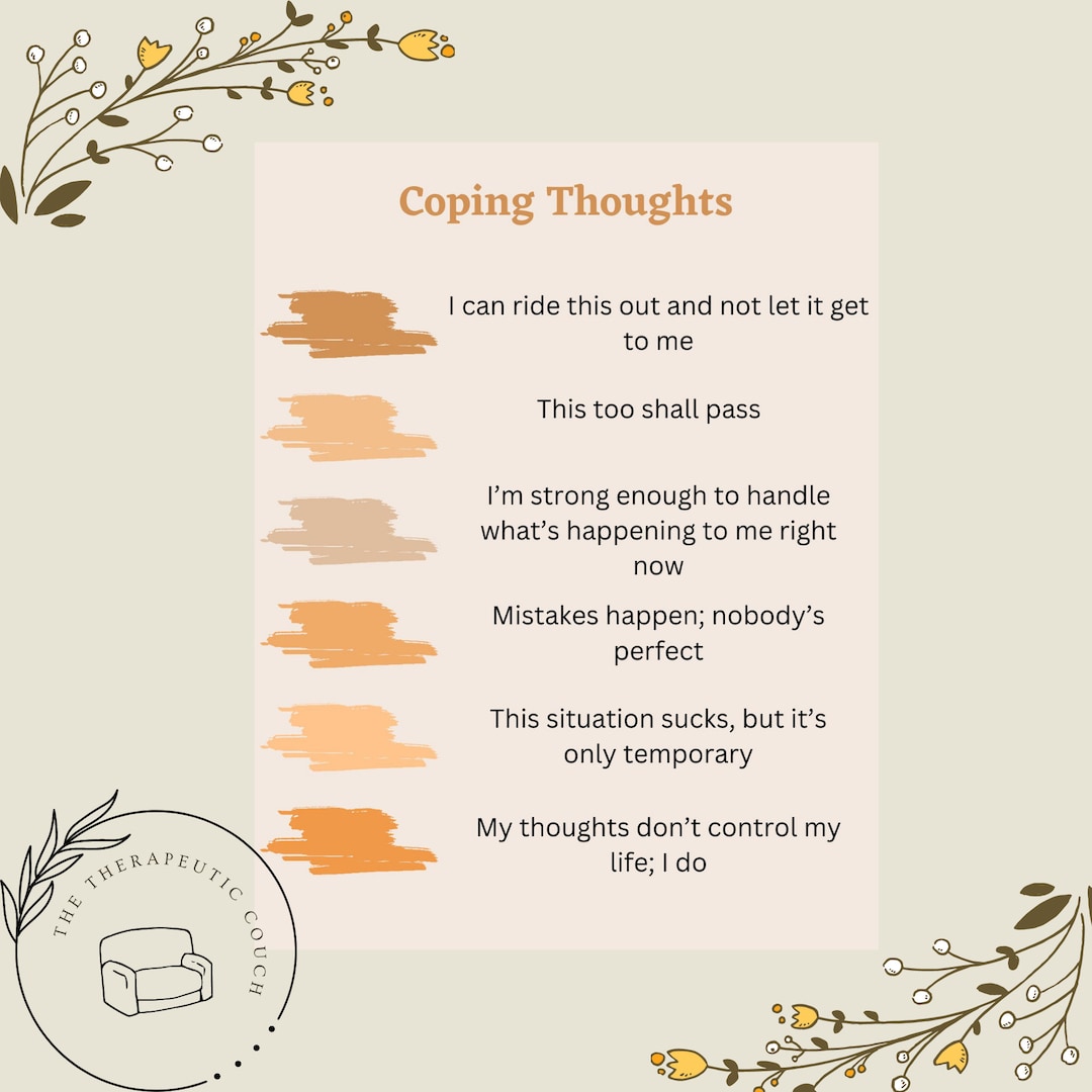 Coping Thoughts-mental Health-anxiety-depression Sheet - Etsy