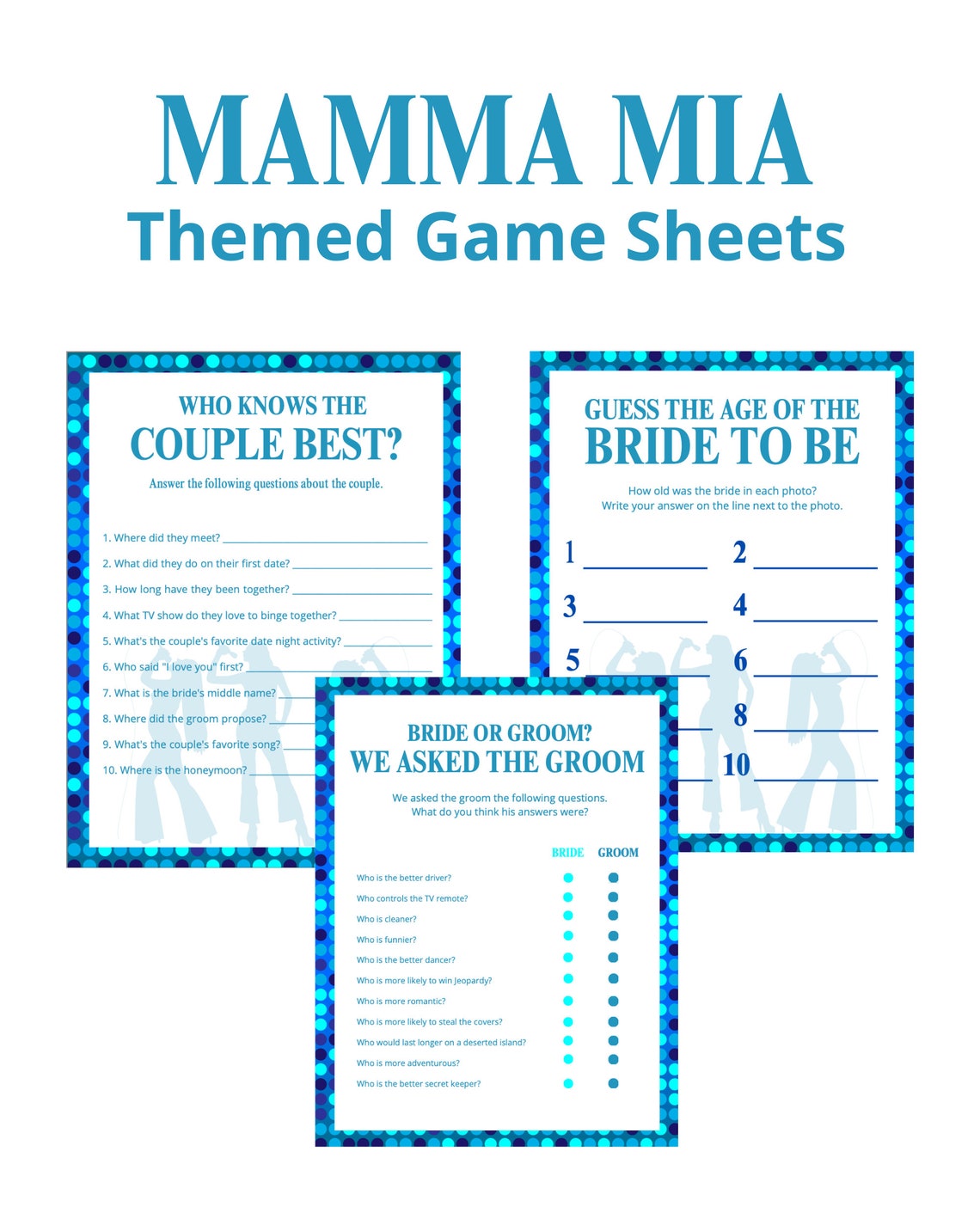 Mamma Mia Bridal Shower Games: Printable Bachelorette Party Games ...