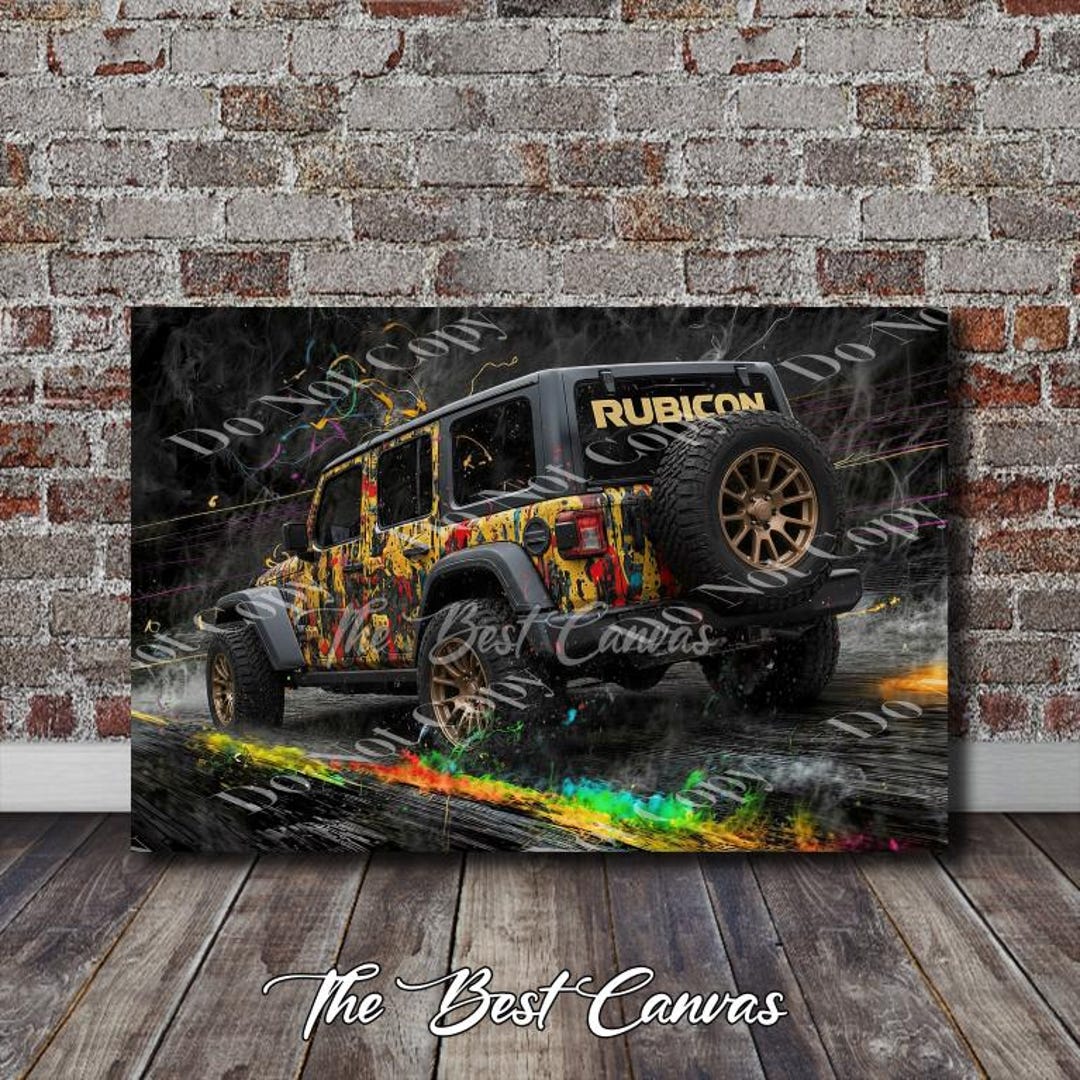 Abstract Jeep Rubicon Art Print – Bold Colorful Design (digital ...
