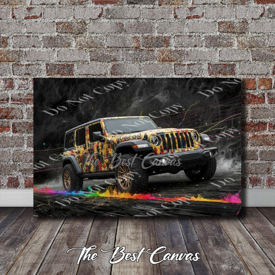 Jeep Wrangler Rubicon Rear View in Bold Abstract Art - Jeep Poster ...