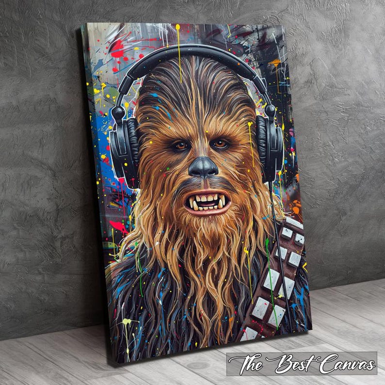 Chewbacca Graffiti Art: Wookiee DJ With Headphones (PNG Digital ...