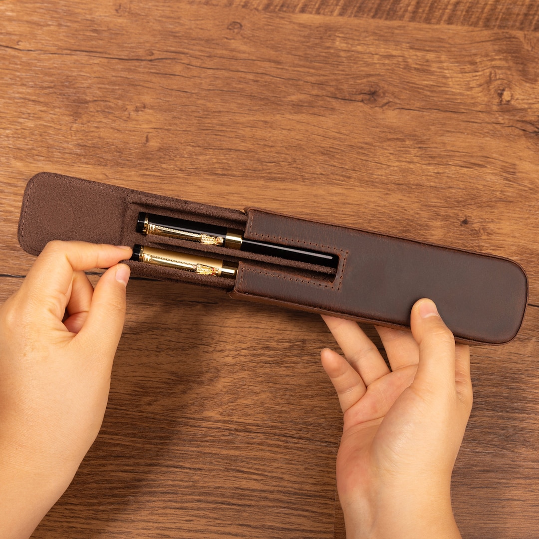 Leather Handmade High-end Trend Pencil Case Two Pencil Cases for ...