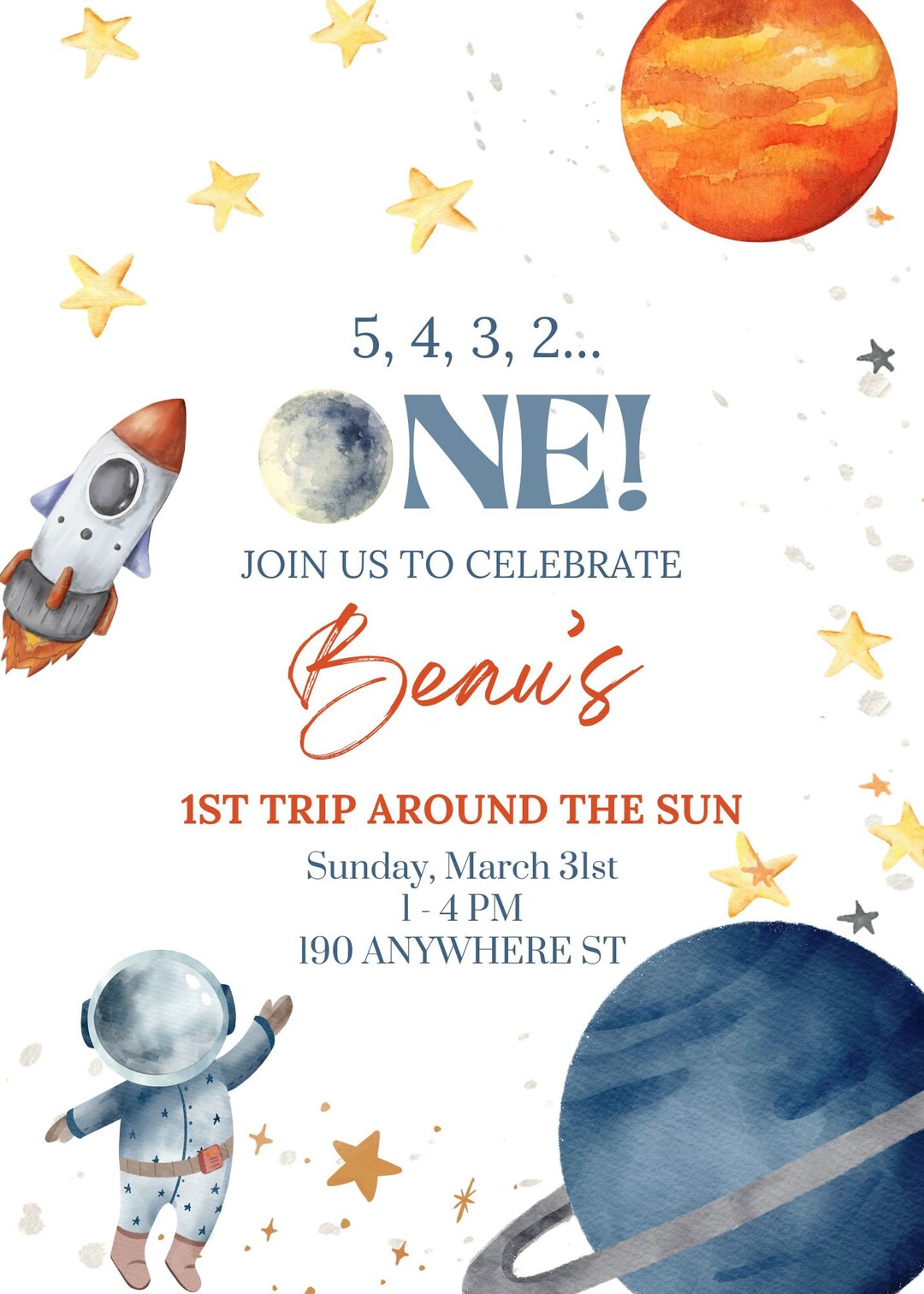 Trip Around the Sun Birthday Invitation - Etsy