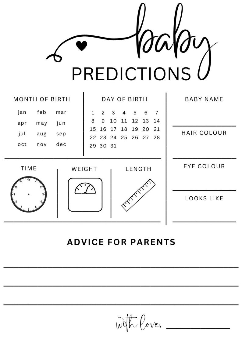 Baby Shower Predictions - Etsy