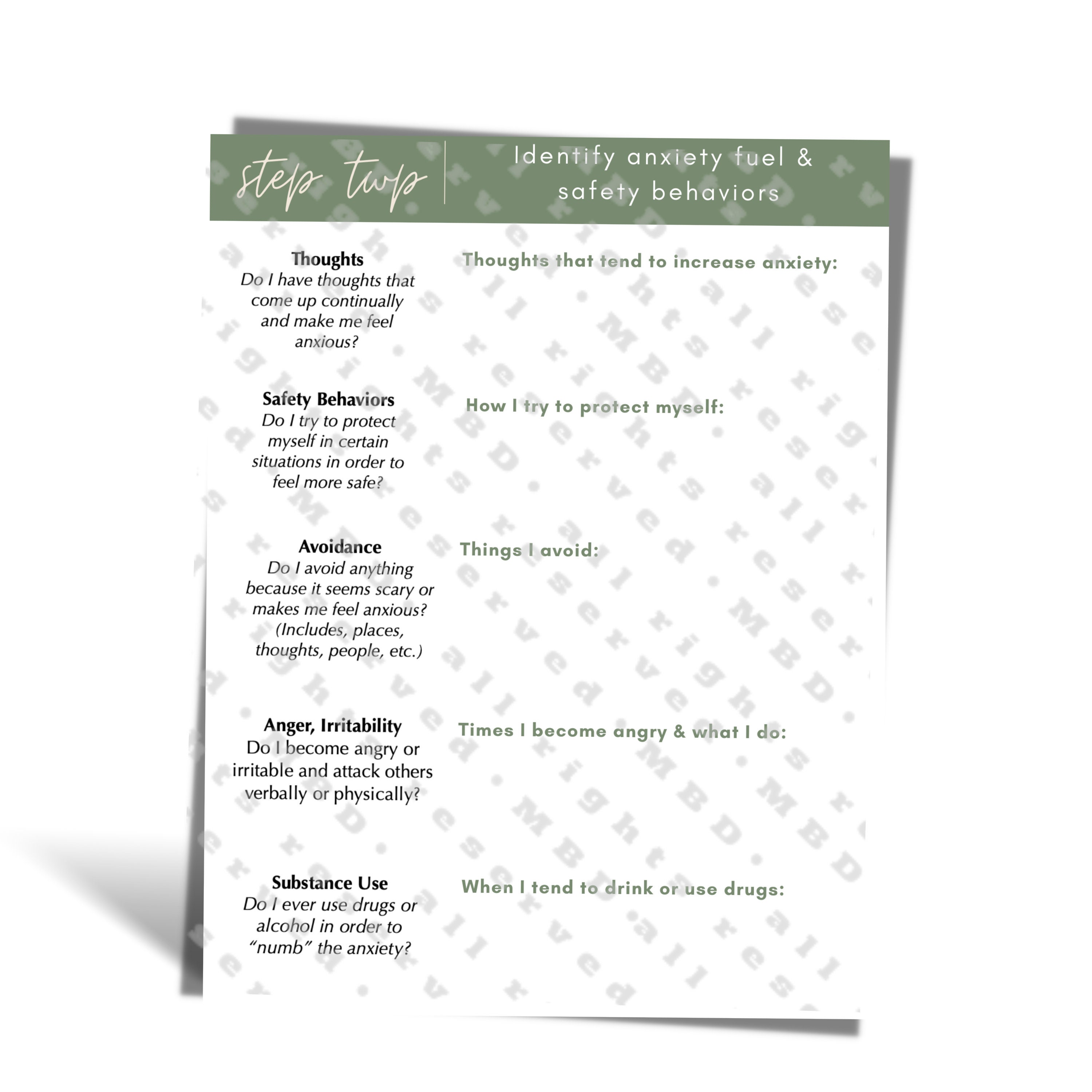 Digital Mental Health Worksheets and Workbook for ERP for Anxiety and ...