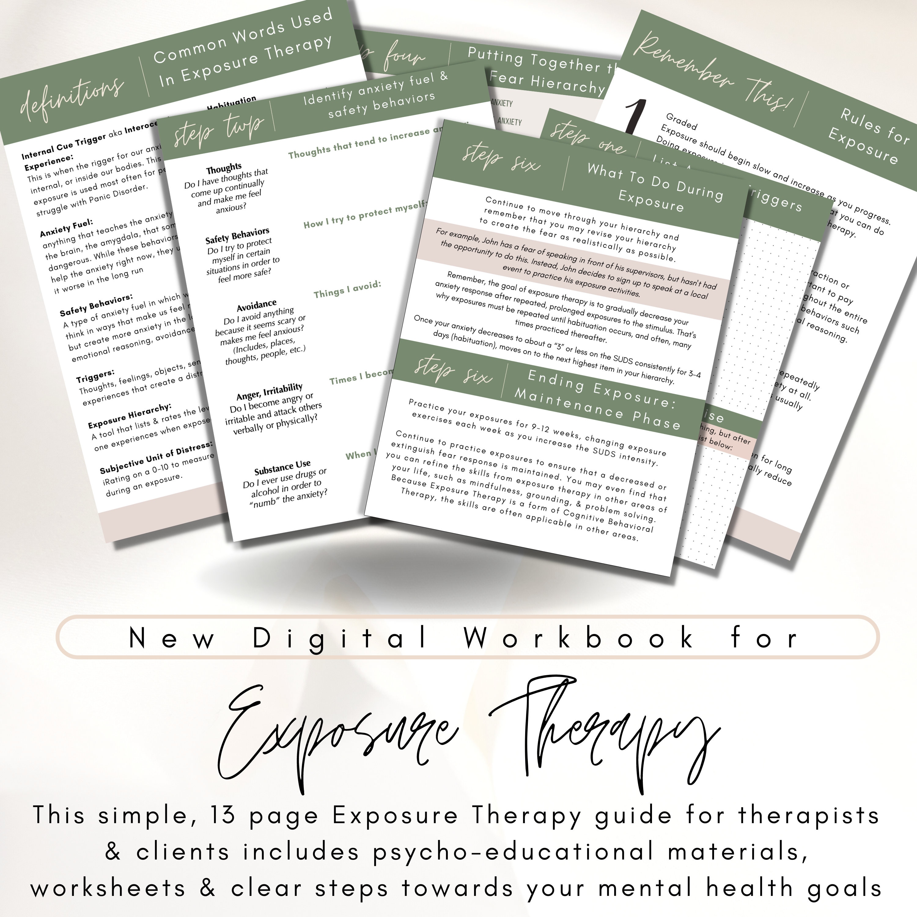 Digital Mental Health Worksheets and Workbook for ERP for Anxiety and ...