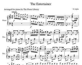 The Entertainer Piano Solo Digital Sheet Music Key of C Intermediate Level - Etsy