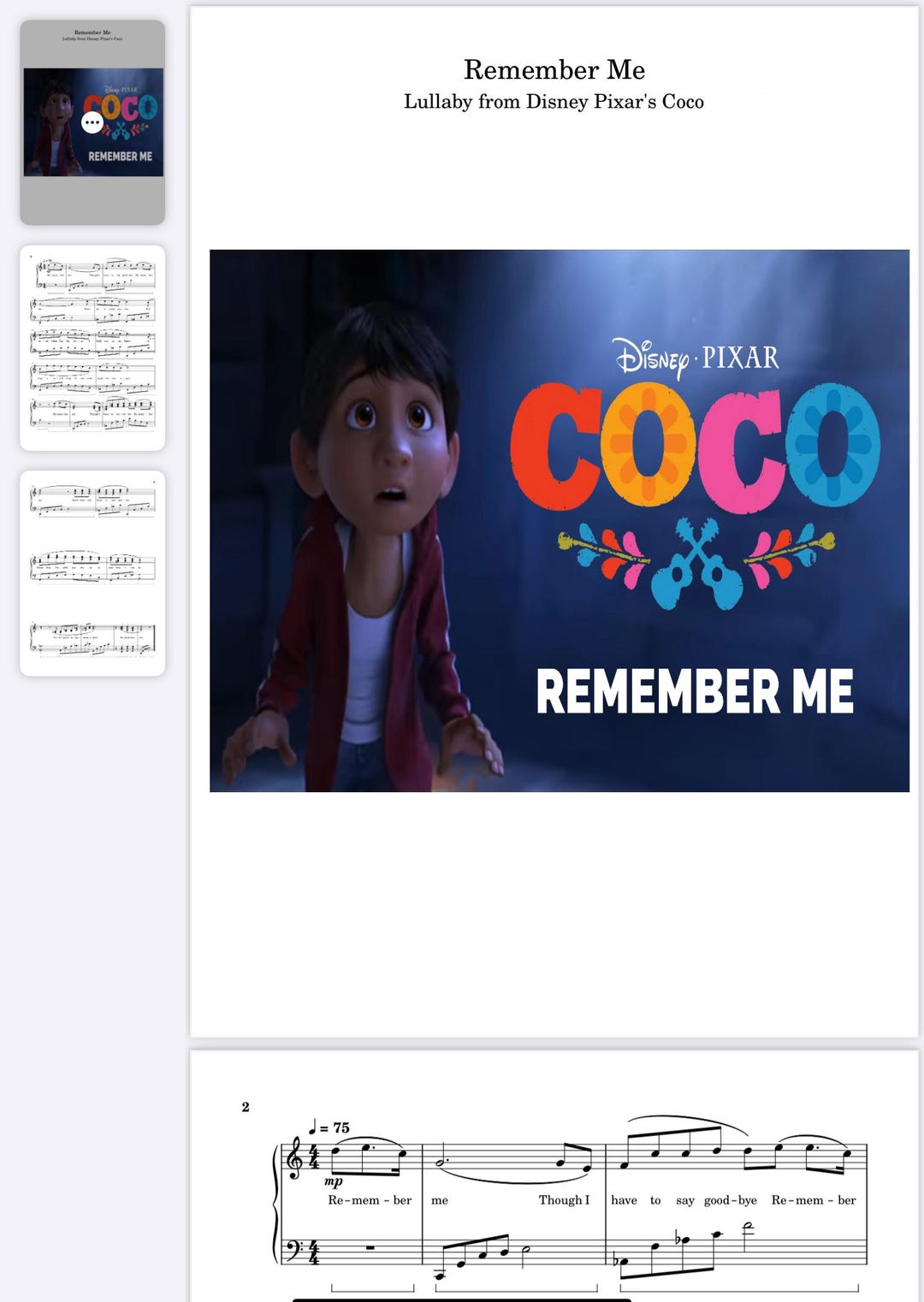 Remember Me - From the Film Coco - Piano Sheet Music - Etsy