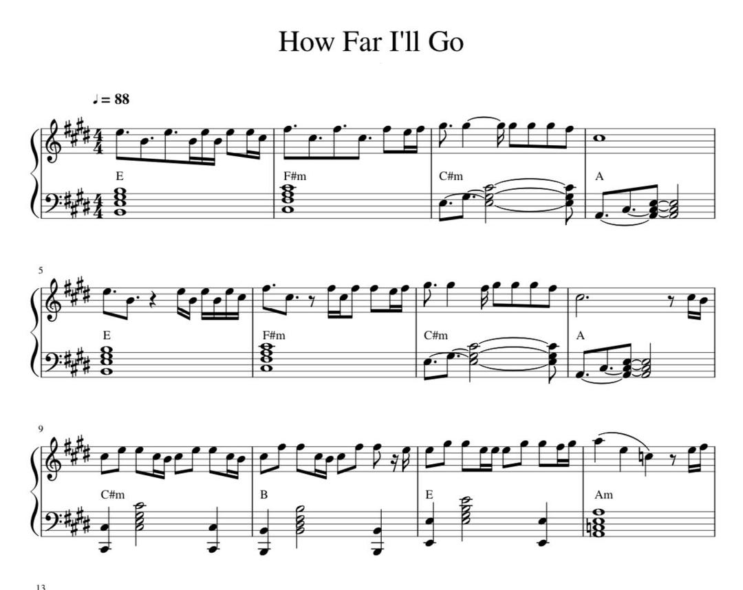 How Far I’ll Go - From the Film Moana - Piano Sheet Music - Etsy