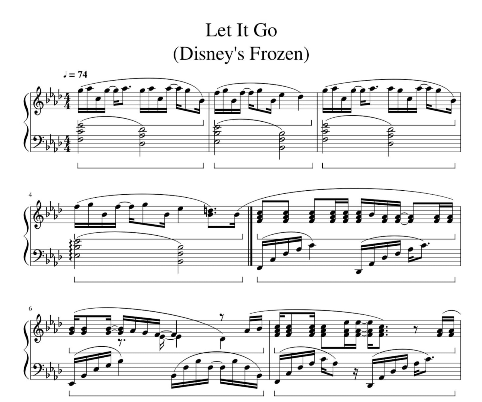 Let It Go - From the Film Frozen - Piano Sheet Music - Etsy