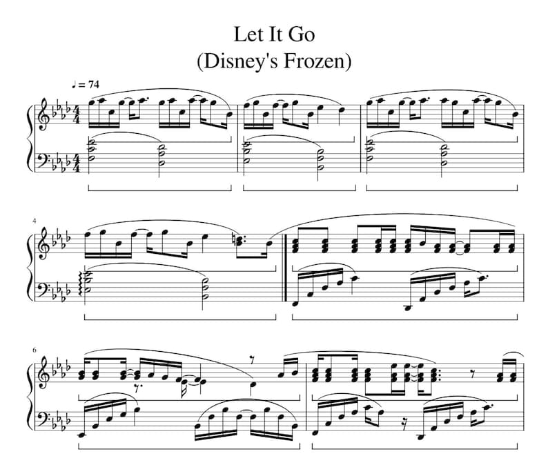 Let It Go - From the Film Frozen - Piano Sheet Music - Etsy