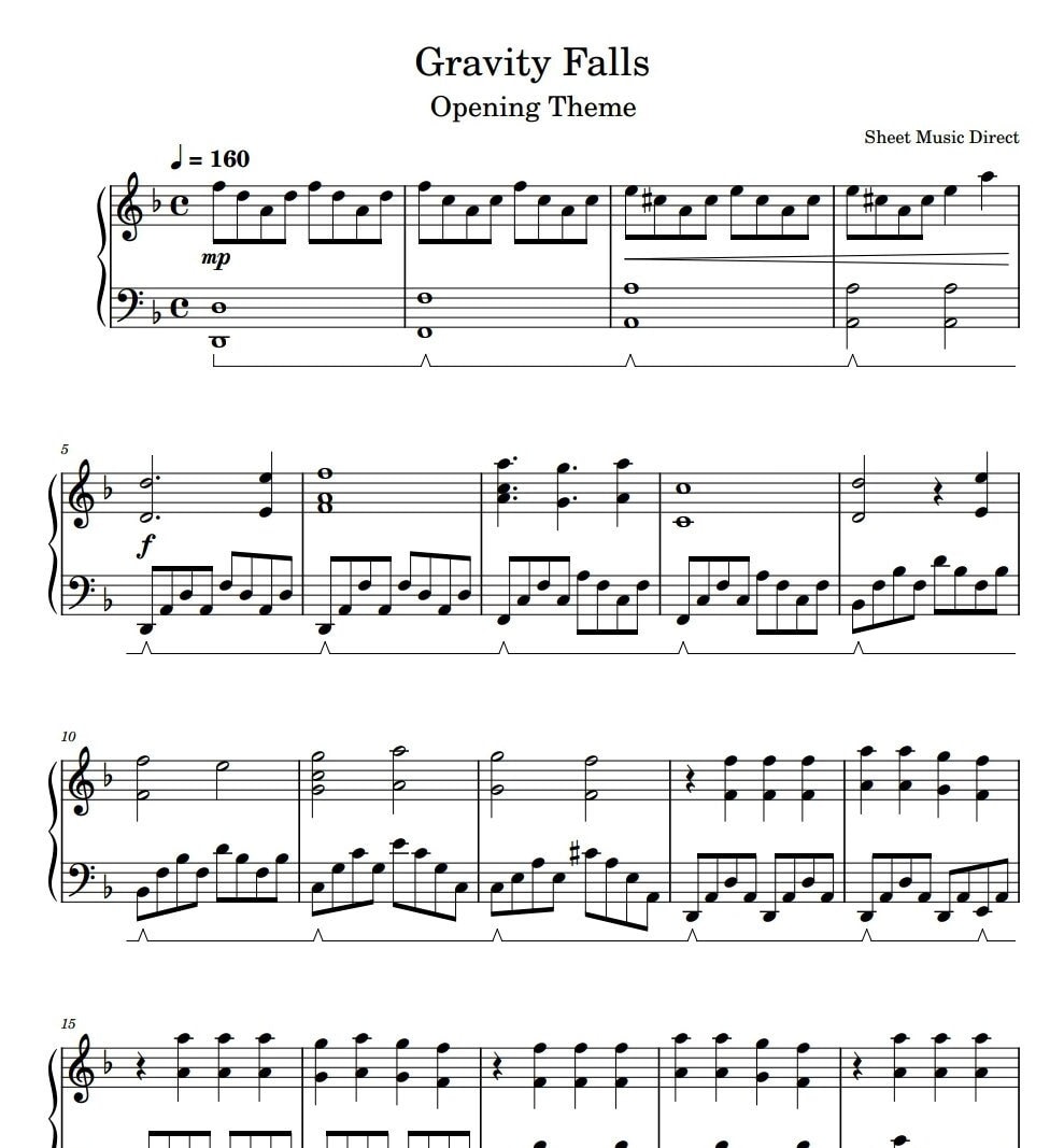 Gravity Falls Main Theme Piano Sheet Music Etsy