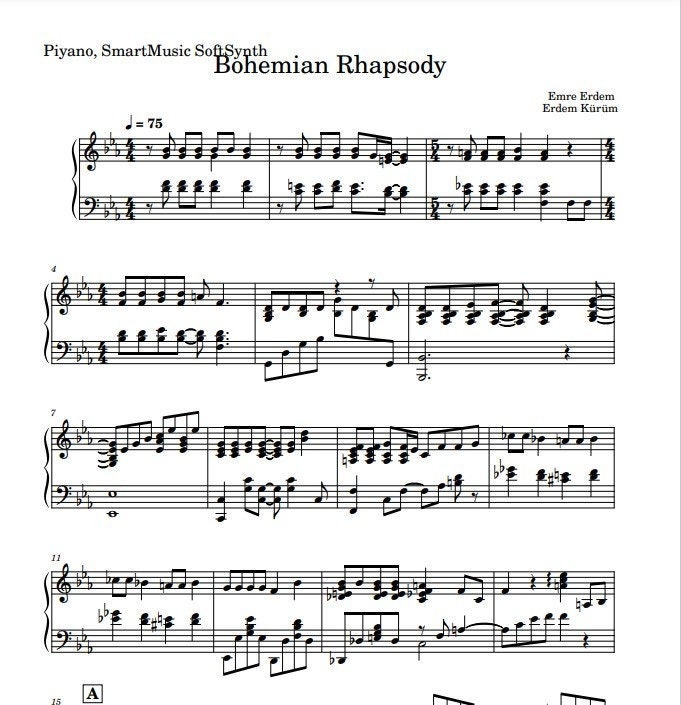 Bohemian Rhapsody Queen Piano Sheet Music Etsy