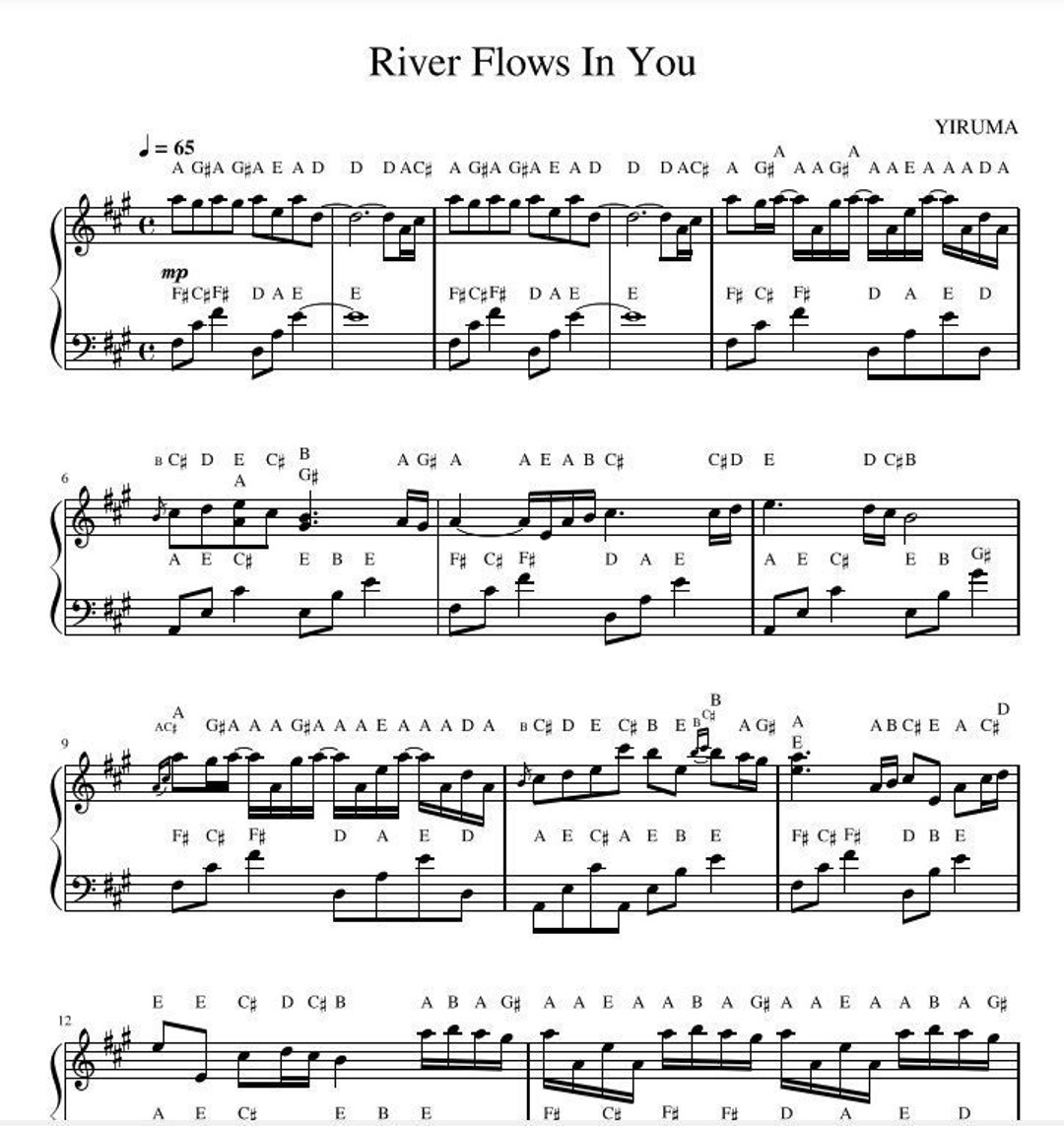 Piano Chords River Flows In You