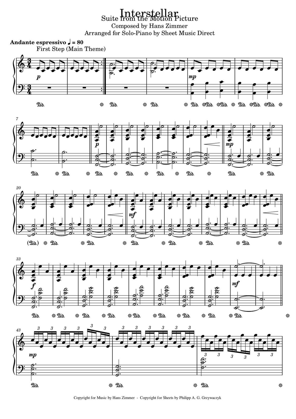 Interstellar Suite (all of the Music From the Film) Hans Zimmer - Piano Sheet Music - Etsy