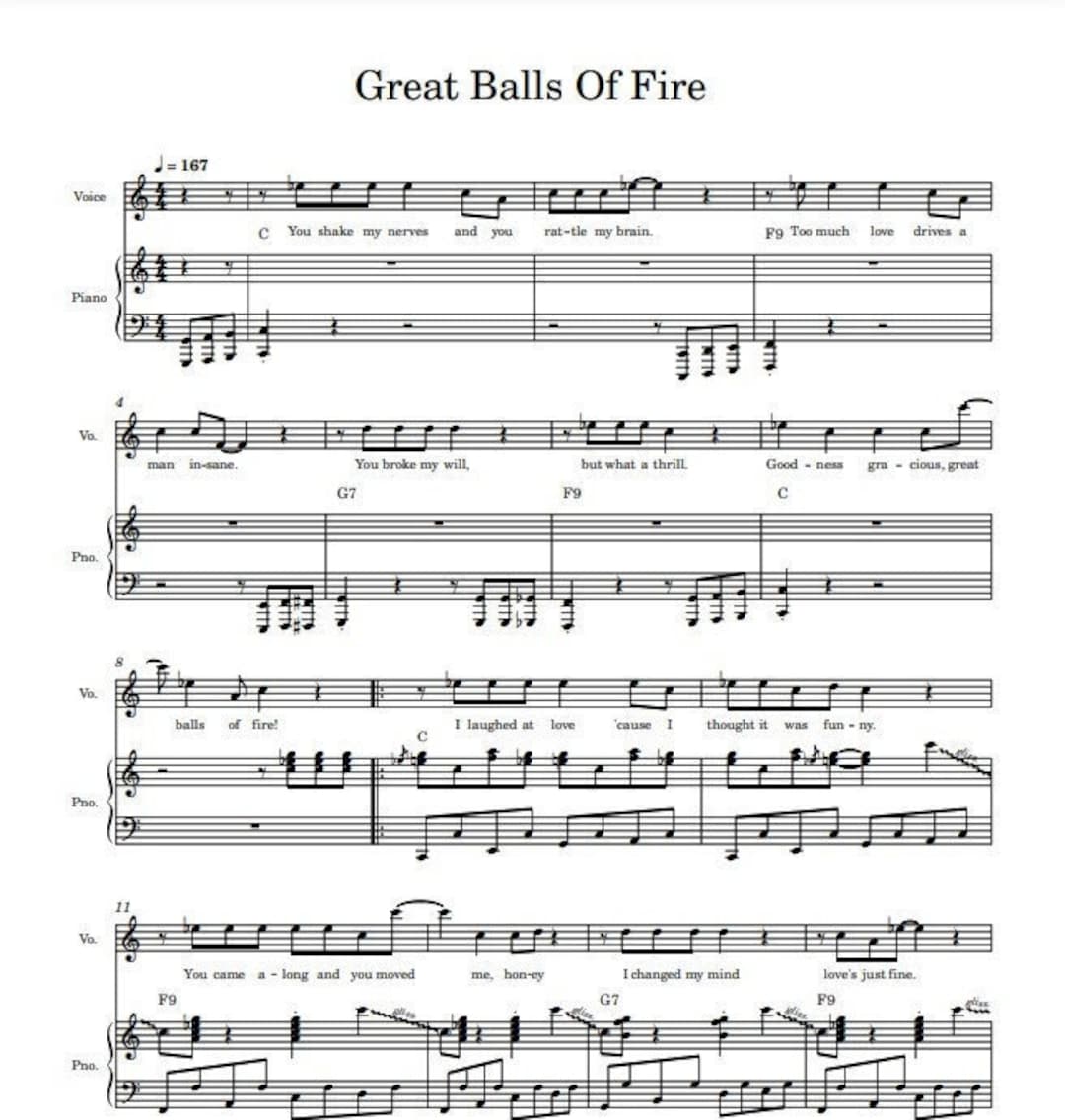 Great Balls Of Fire Sheet Music Piano