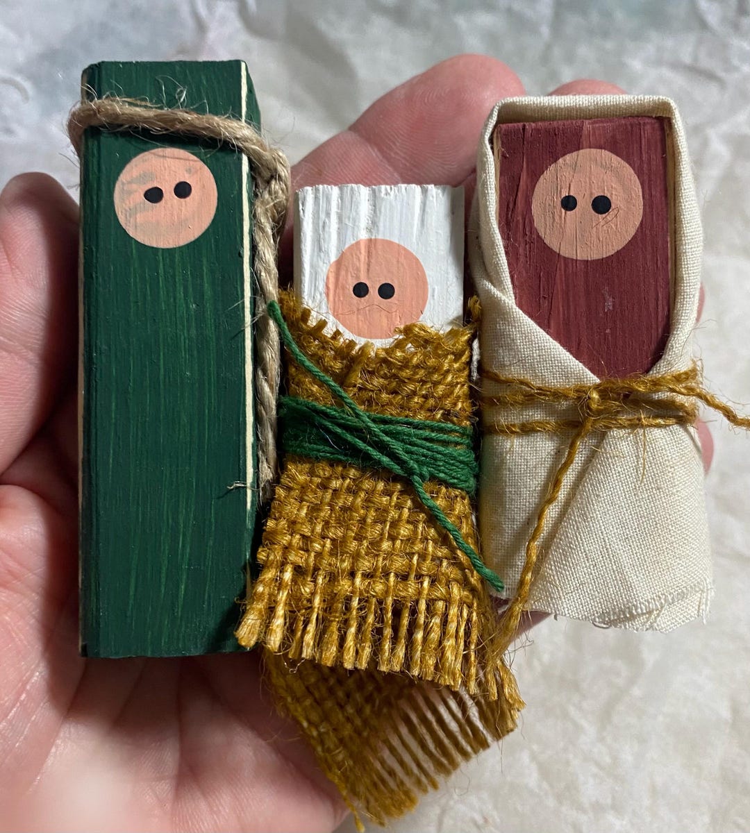 Rustic Wood Block Nativity Set, Burlap Baby Jesus, Tiered Tray Decor - Etsy
