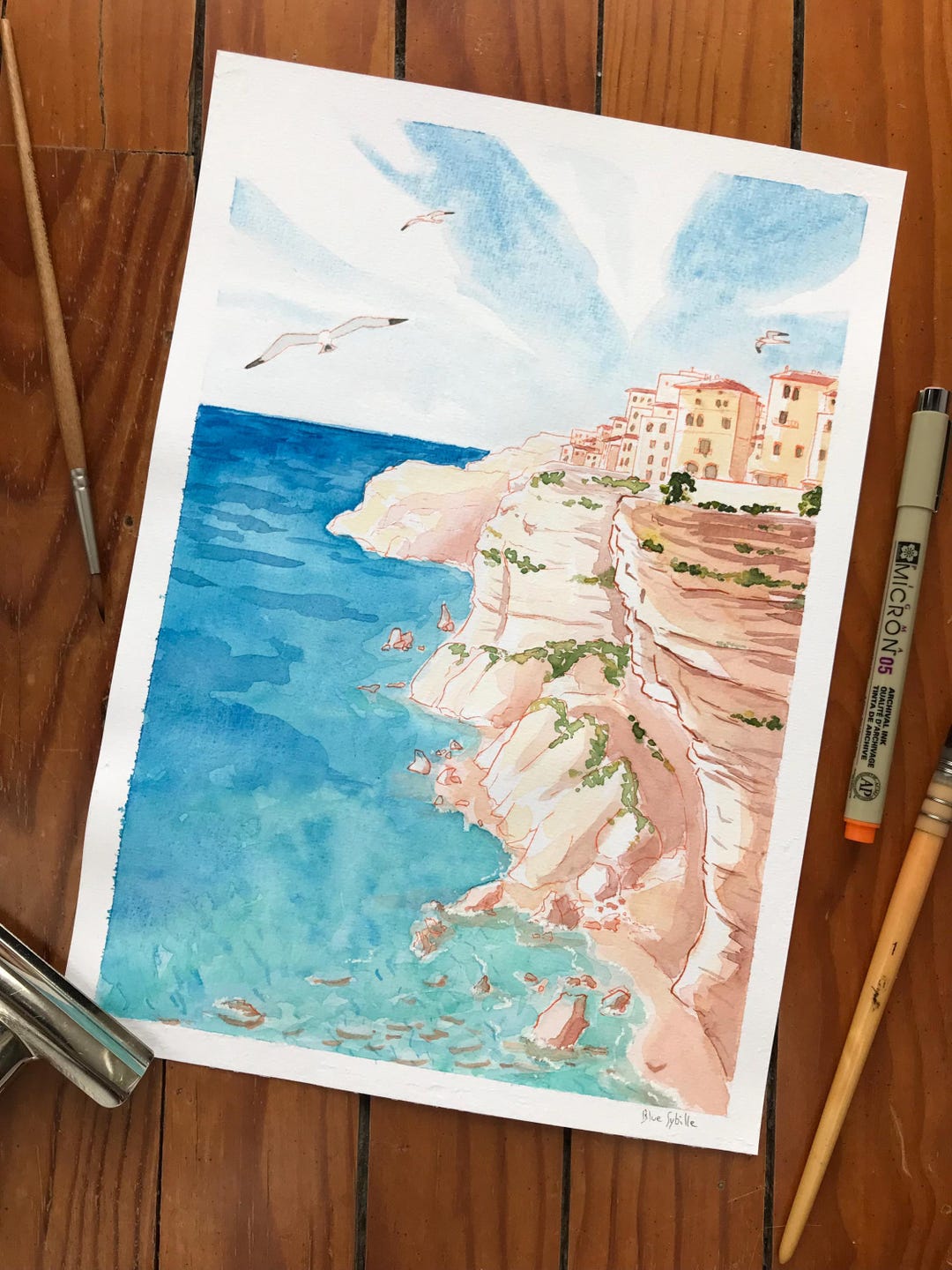 Bonifacio ORIGINAL Watercolor Painting Corsica - Etsy