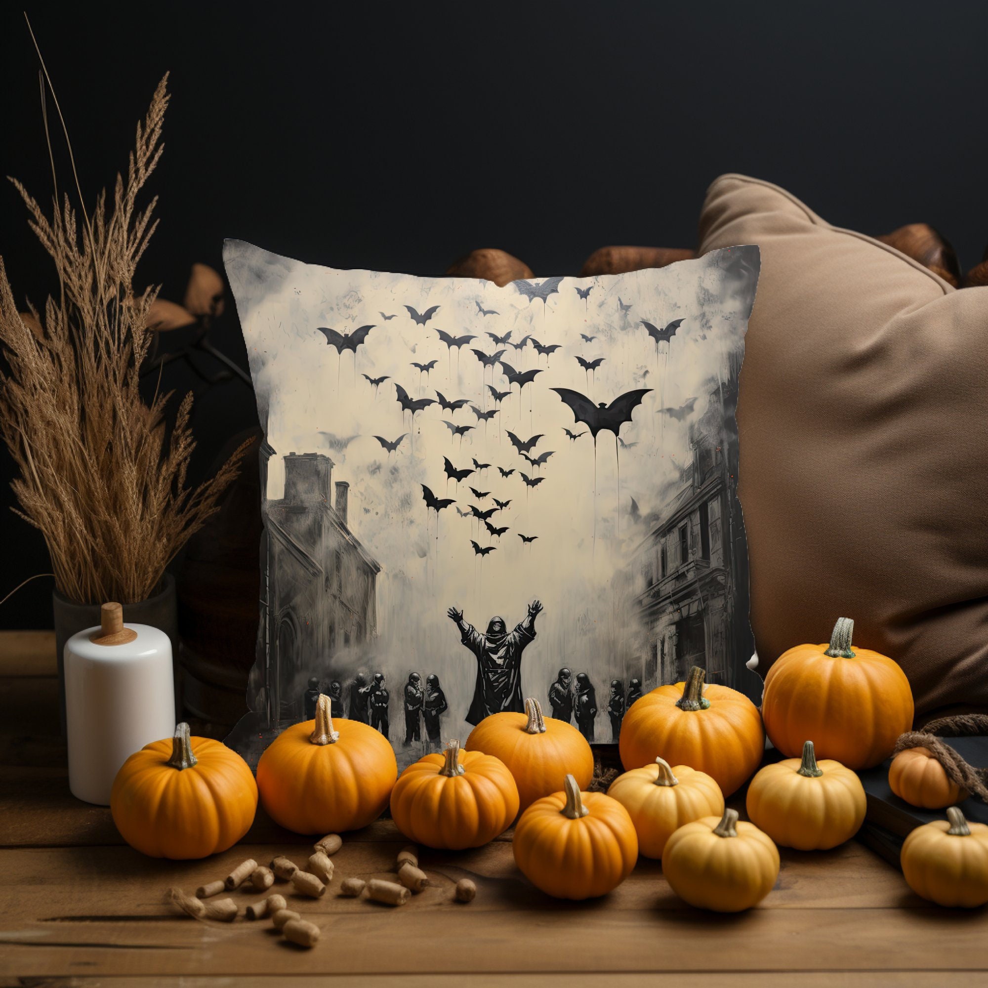 Halloween Black and White Bats Graffiti Printable - Etsy