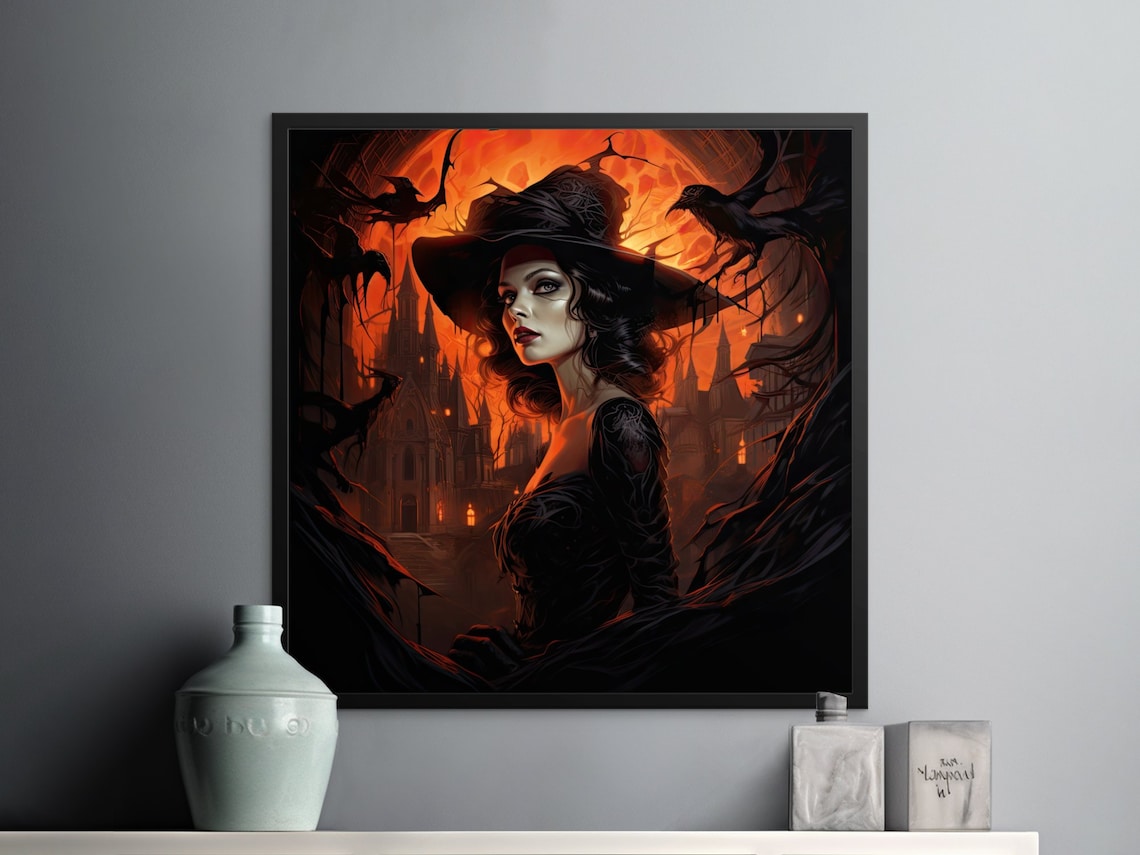 Halloween Classic Poster Horror & Gothic Art Deco Witch Printable ...