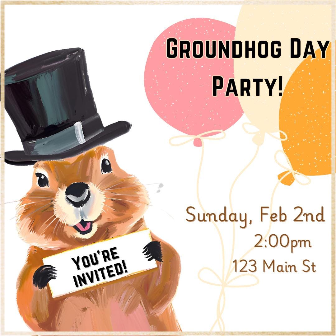 Cute Digital Invitation for Groundhog Day Theme Party! - Etsy