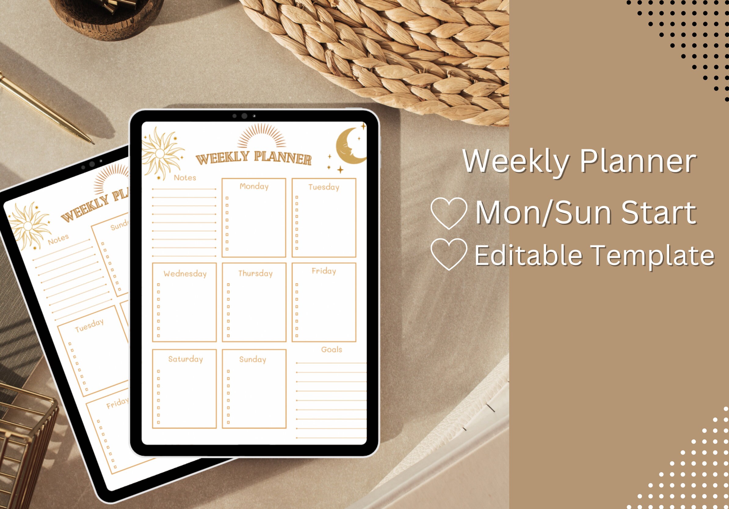Simple Weekly Planner Printable-digital Planner-editable Template-to Do ...