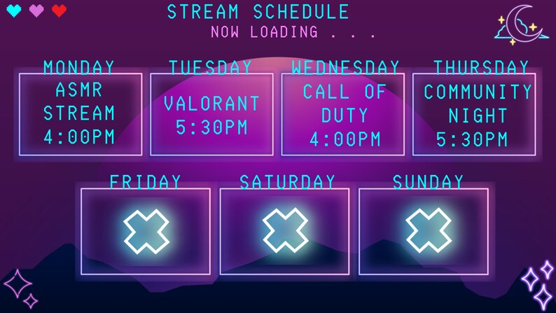 Twitch Stream Schedule-neon Styled Stream Schedule-youtube Schedule ...