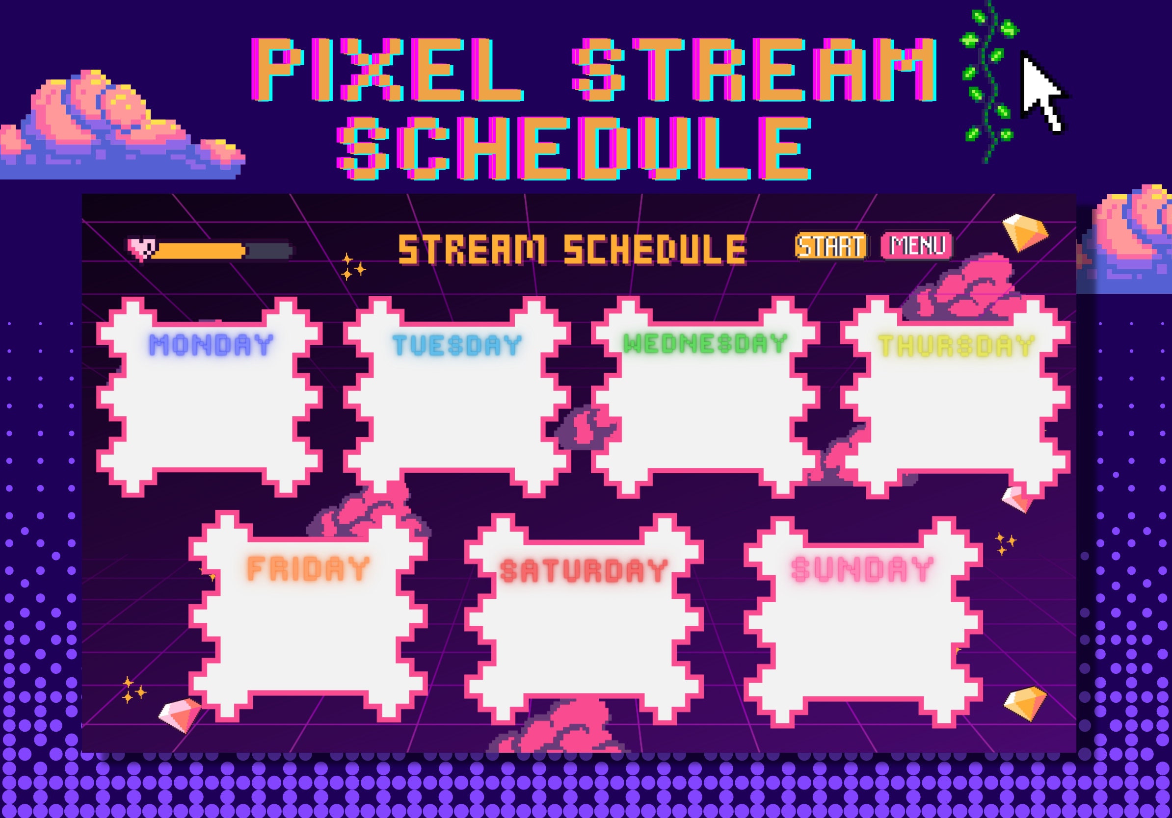 Pixel Stream Schedule-twitch Stream Schedule-youtube Schedule-3 ...