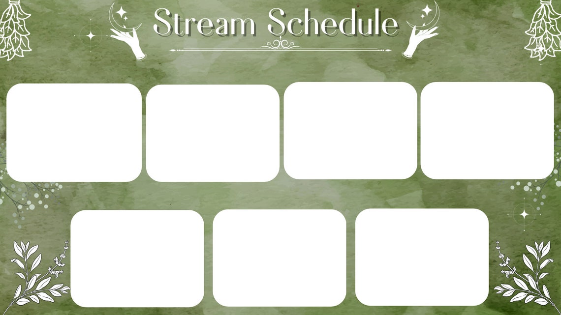 Twitch Stream Schedule, Daily Schedule, Stream Schedule, Sage Green ...