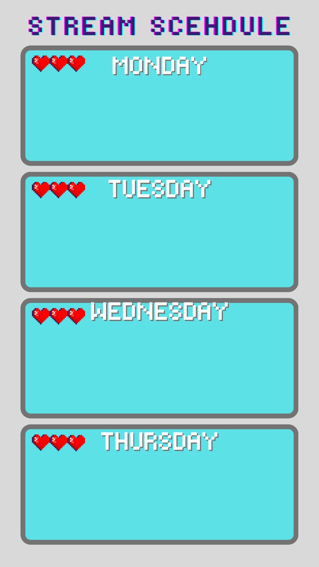 Gameboy Inspired Stream Schedule-twitch Schedule-digital Schedule ...