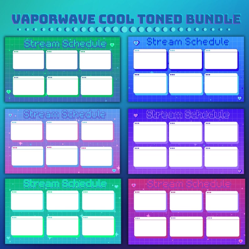 Vaporwave Cool Tone Bundle | 6 Different Stream Schedules for Twitch ...
