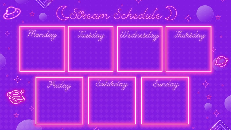 Twitch Stream Schedule-neon Styled Stream Schedule-youtube Schedule ...