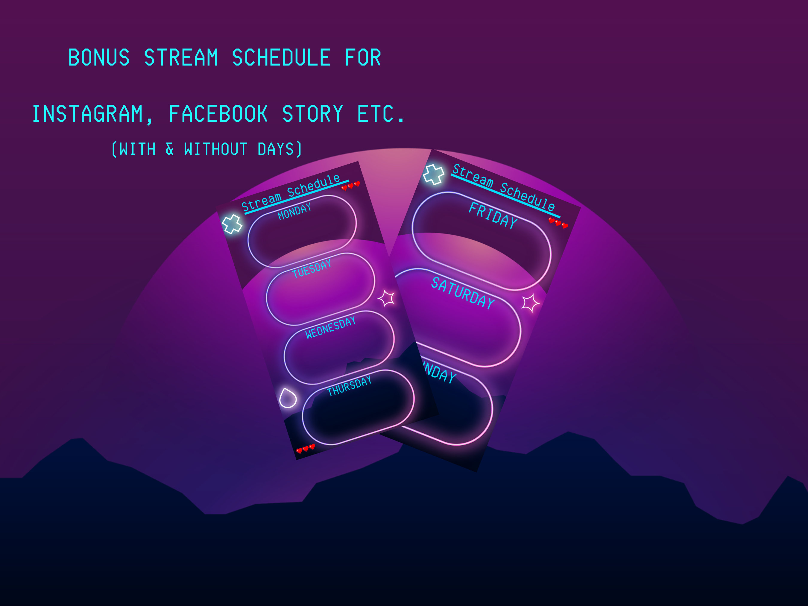 Twitch Stream Schedule-neon Styled Stream Schedule-youtube Schedule ...