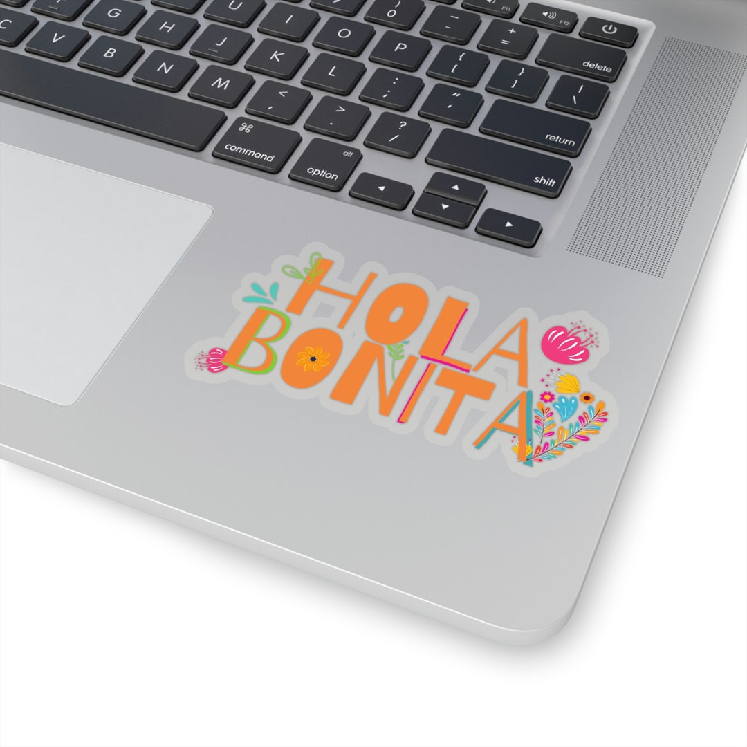 Hola Bonita Floral Greetings Spanish Teacher Sticker Bilingual Stickers ...