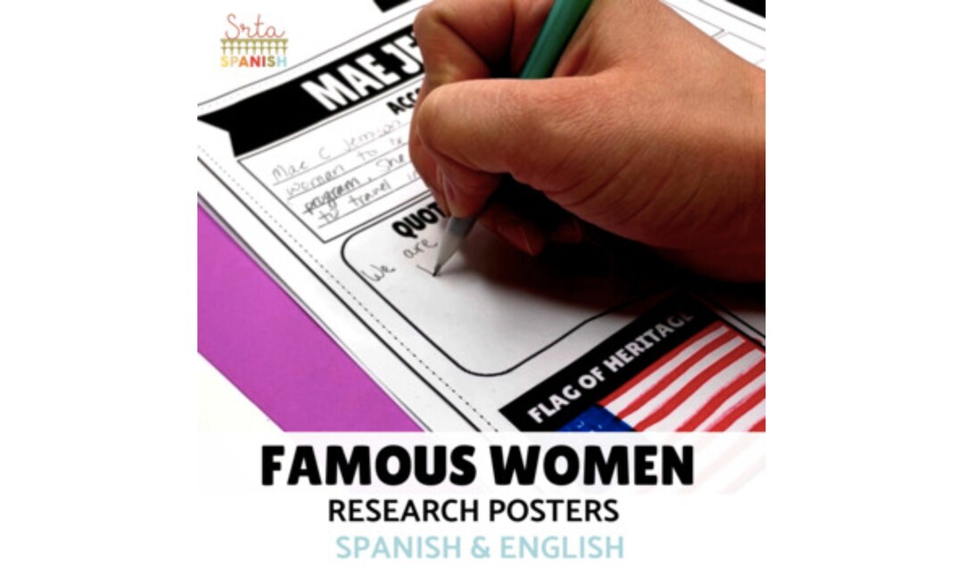 Women's History Month Research Project Poster SPANISH AND ENGLISH ...