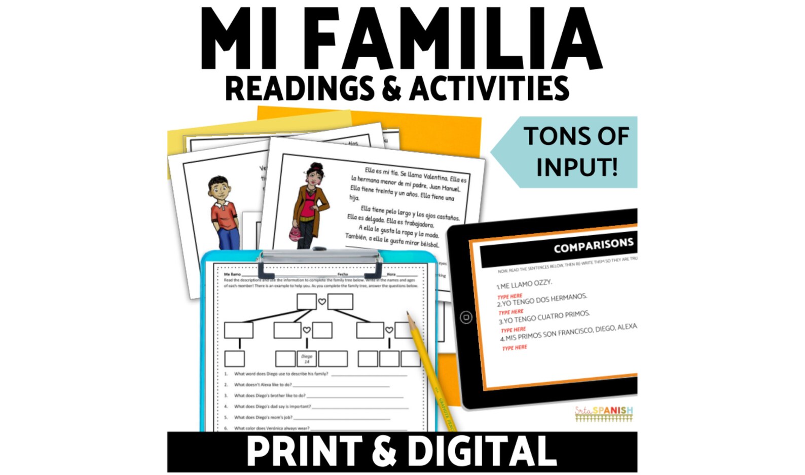 La Familia Family in Spanish | Family Members in Spanish Reading and ...