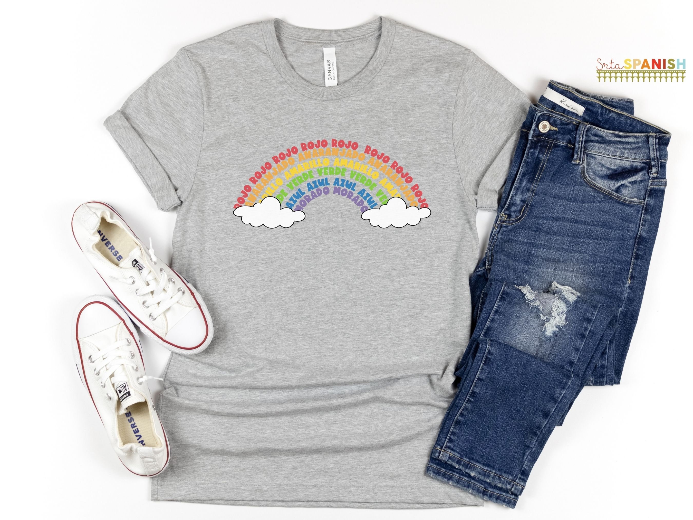 Los Colores Vocabulary Rainbow Tee Spanish Teacher Shirt Bilingual ...