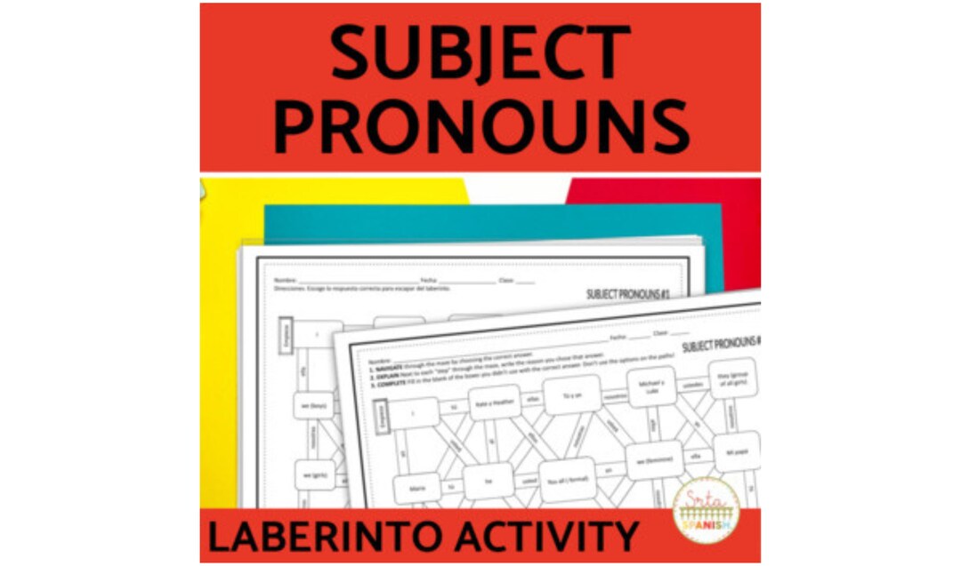 Spanish Subject Pronouns Maze Worksheet Practice Activity for High ...