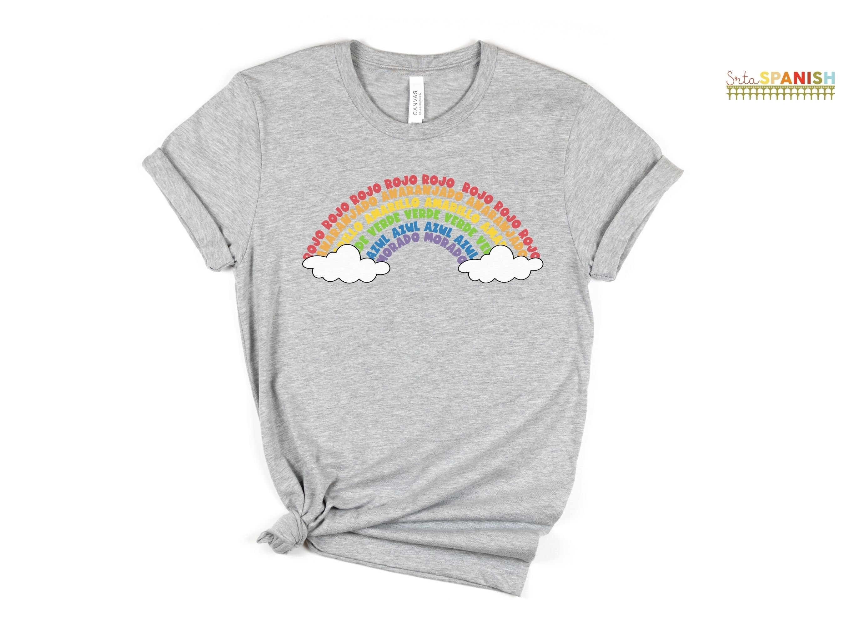 Los Colores Vocabulary Rainbow Tee Spanish Teacher Shirt Bilingual ...