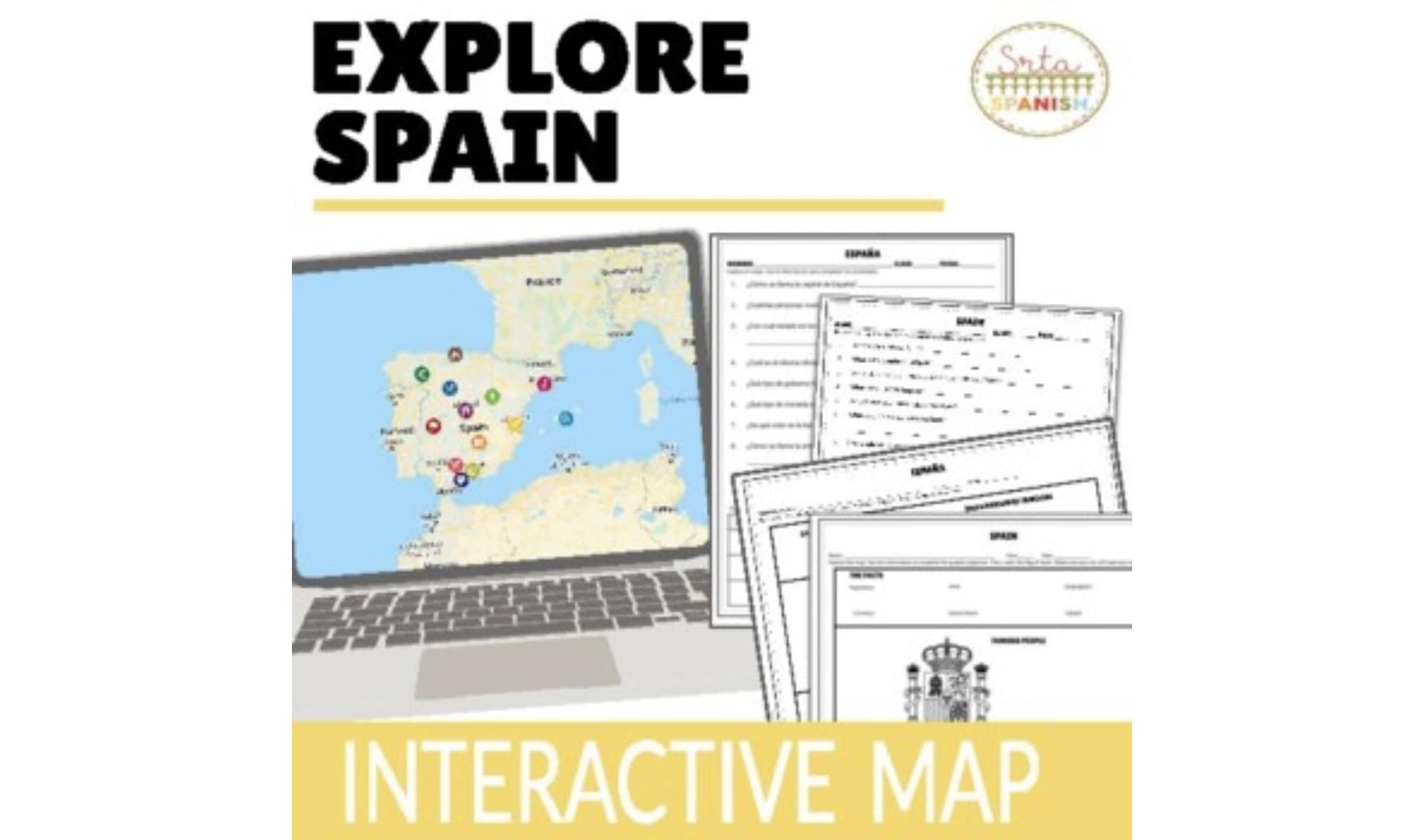 Spain Virtual Field Trip Map Activities and Worksheets in SPANISH ...