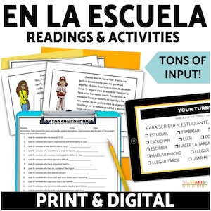 La Escuela Vocabulary School Schedules in Spanish | Reading and ...