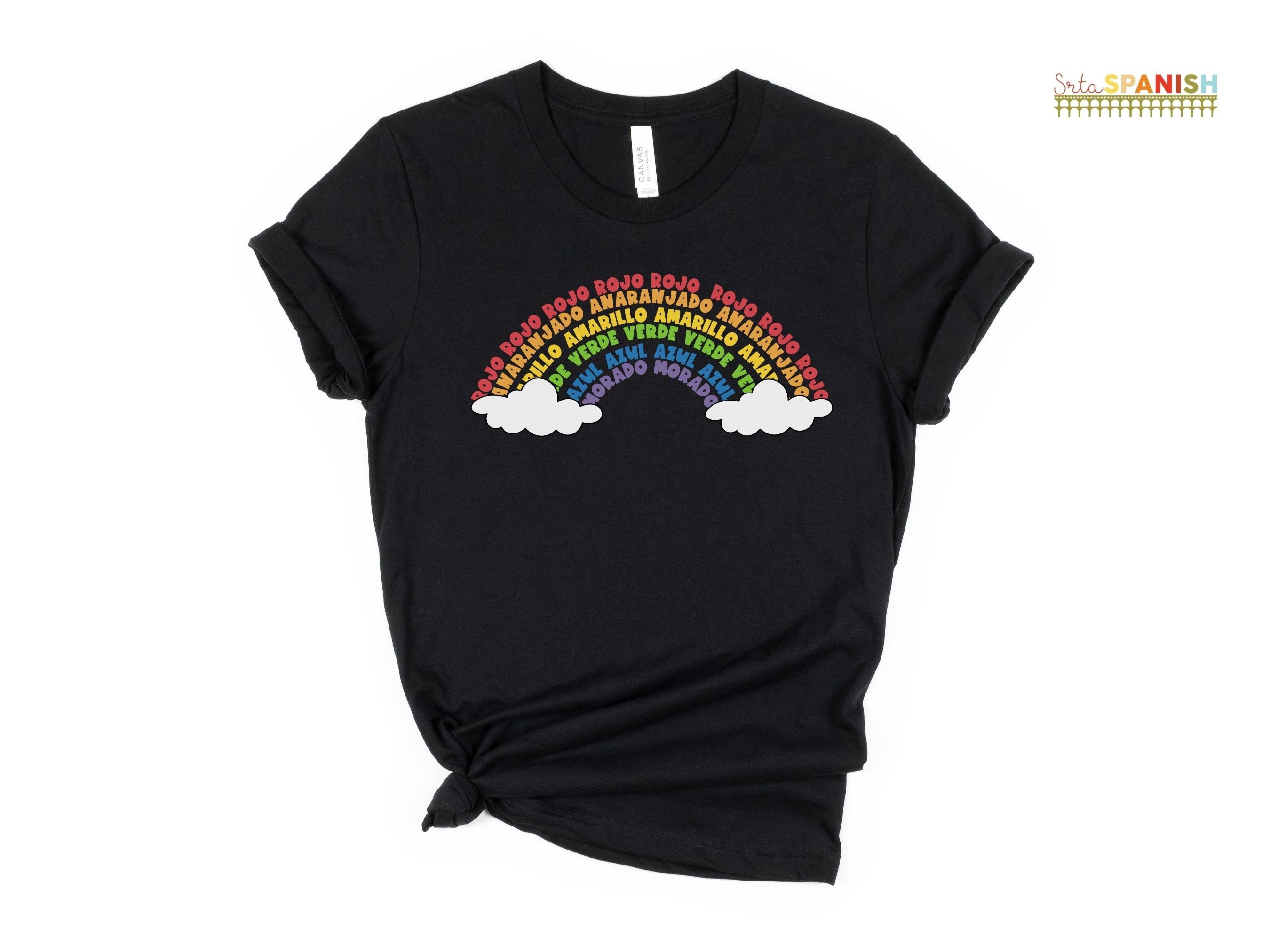 Los Colores Vocabulary Rainbow Tee Spanish Teacher Shirt Bilingual ...