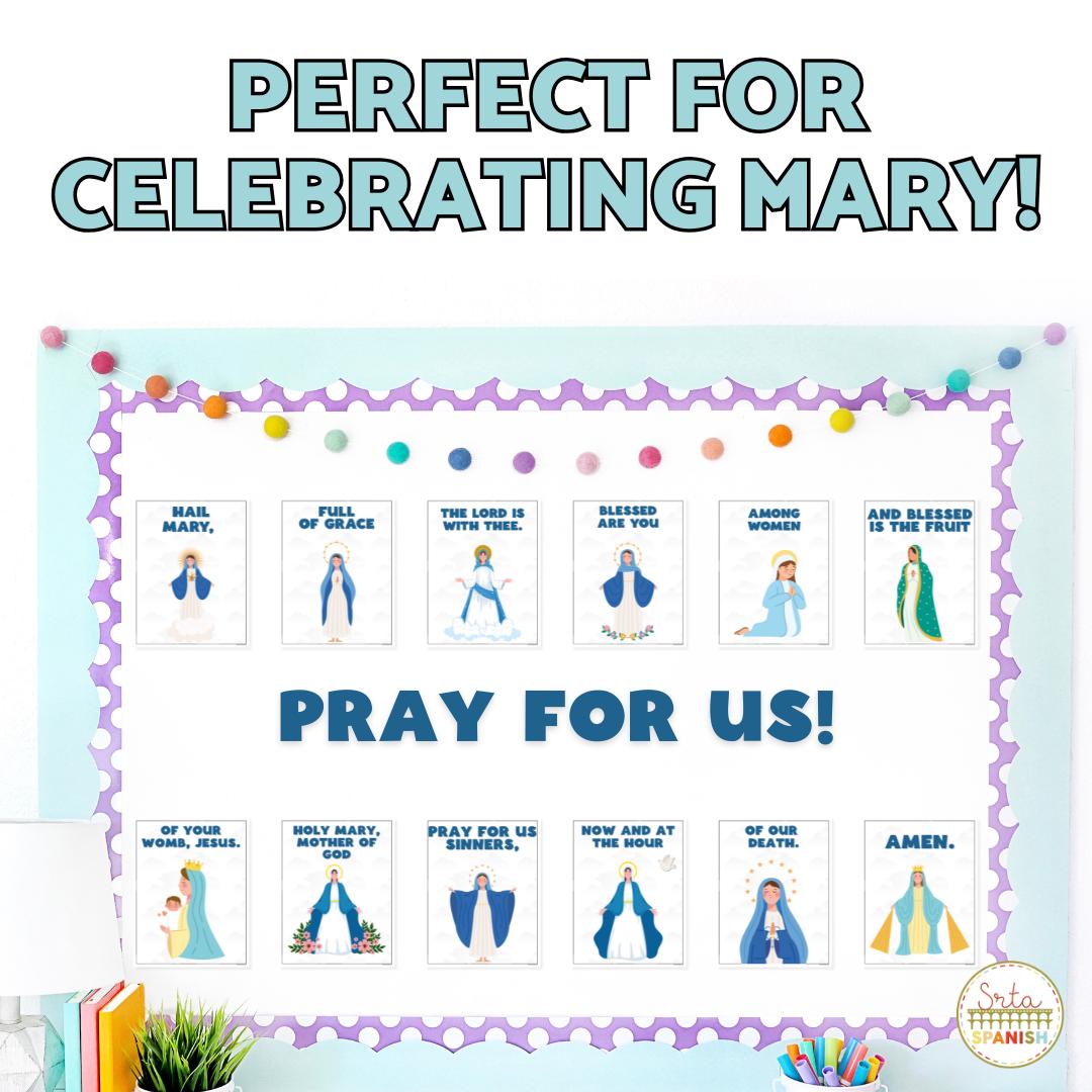 Hail Mary Prayer Catholic Classroom Poster Bulletin Boards Kit Mother ...