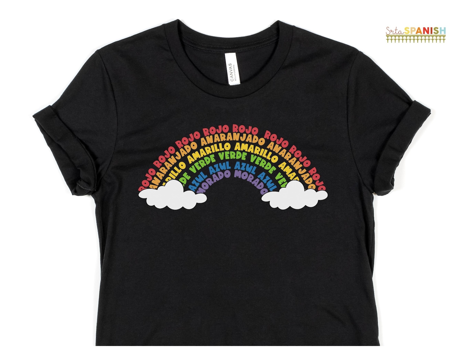 Los Colores Vocabulary Rainbow Tee Spanish Teacher Shirt Bilingual ...